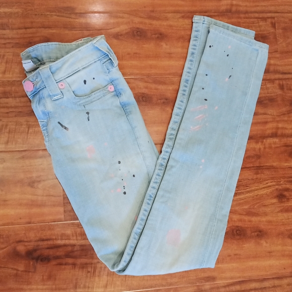 True Religion | Jeans | True Religion Pink Paint Splatter Skinny Jeans ...